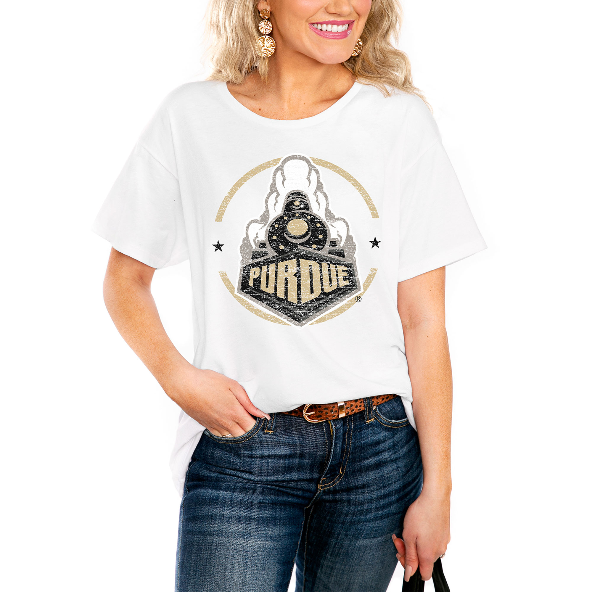 Women’s White Purdue Boilermakers End Zone Easy T-Shirt