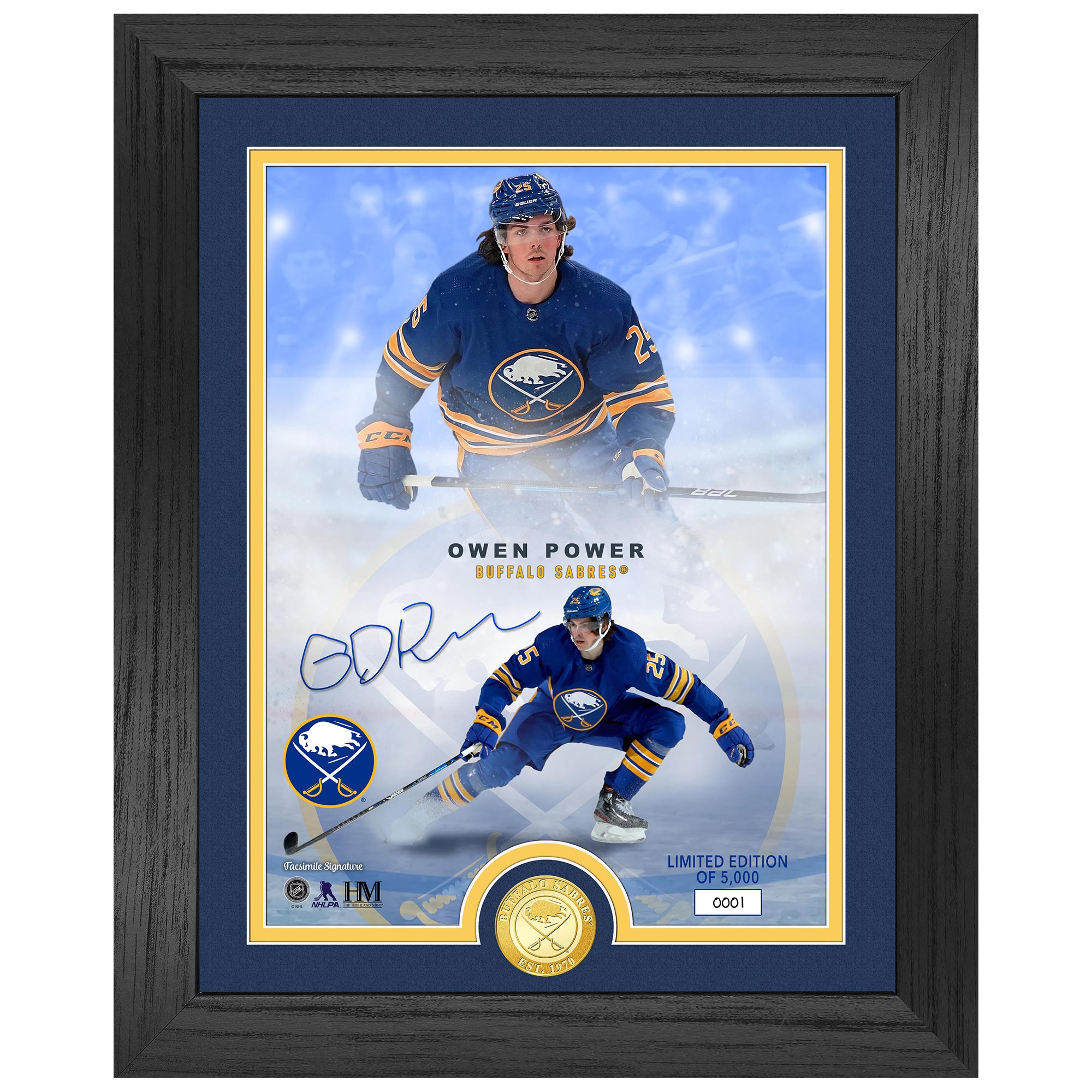 Highland Mint Owen Power Buffalo Sabres 13” x 16” Framed Photo Collage Mint