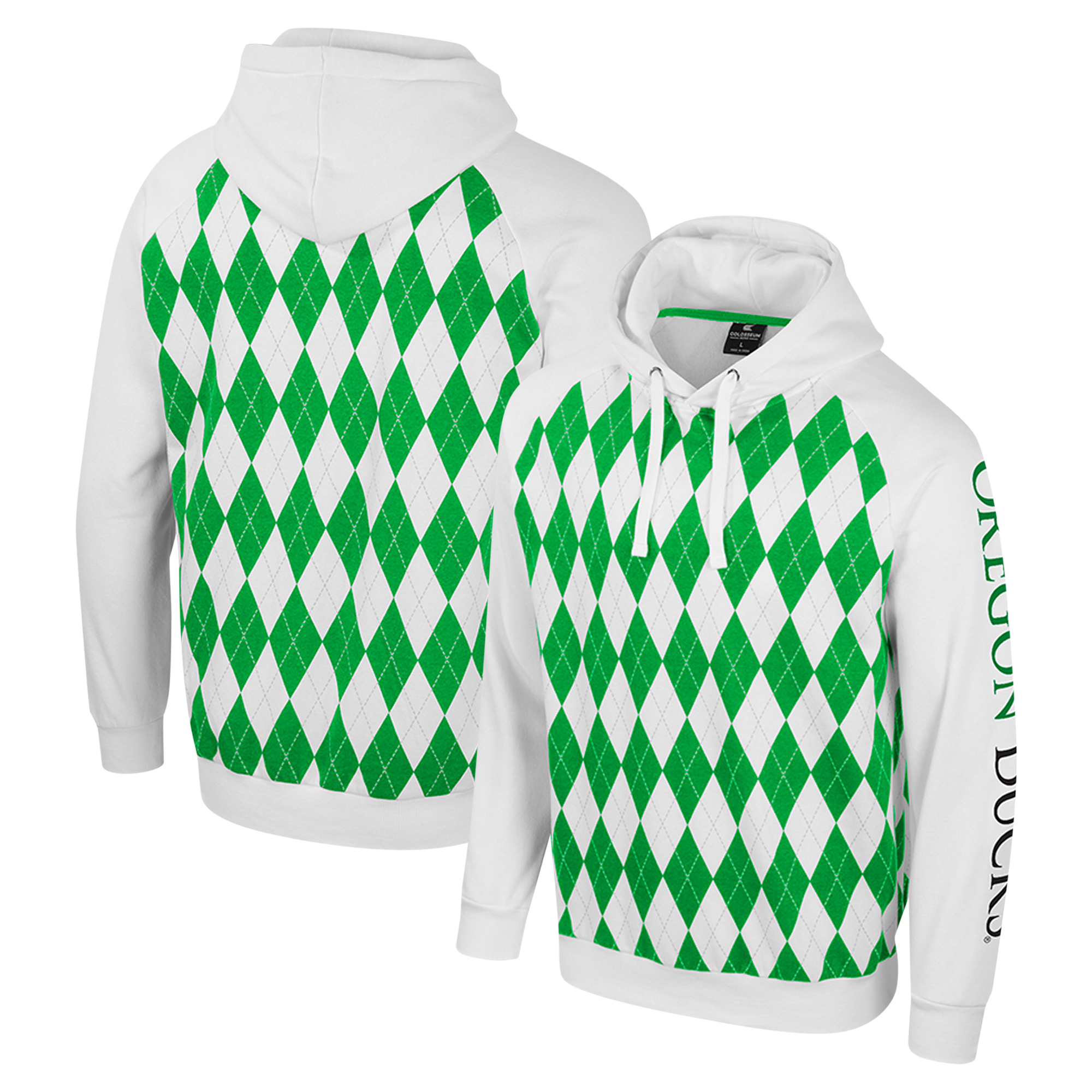 Men’s Colosseum White Oregon Ducks The Dealio Raglan Pullover Hoodie