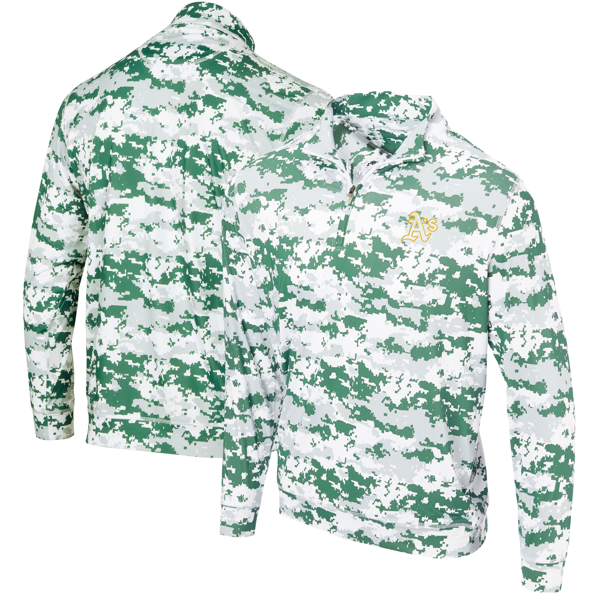 Men’s Green Athletics Digital Camo Performance Quarter-Zip Pullover Jacket